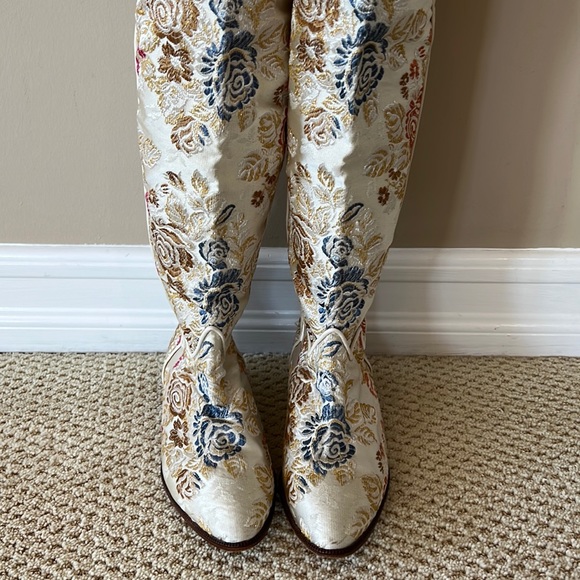 willy van rooy | Shoes | Satin And Embroidery Over Knee Boots | Poshmark